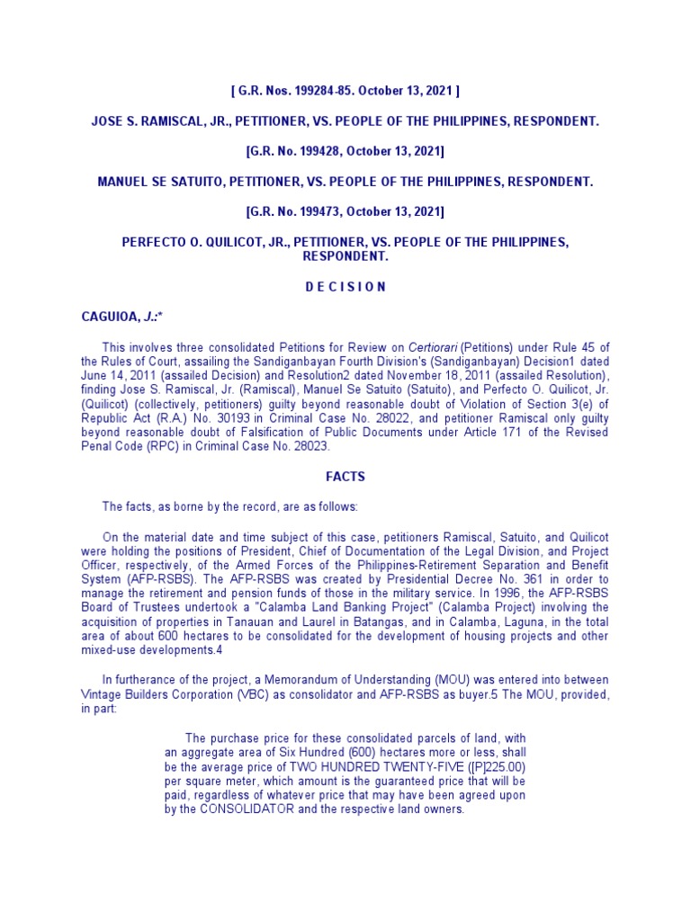 Consolidated Petitions on AFP-RSBS Case | PDF | Deed | Evidence