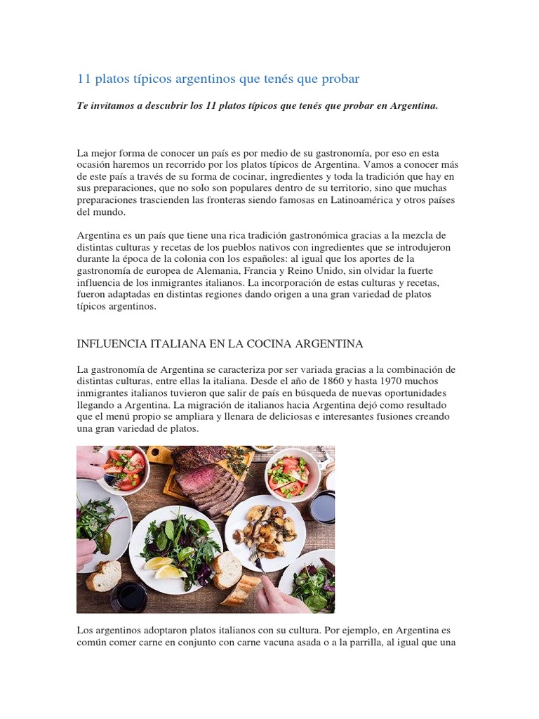 11 Platos Típicos Argentinos Que Tenés Que Probar | PDF | Pizza ...