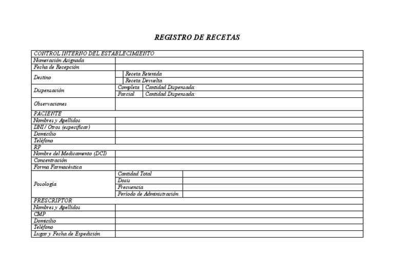 5 - Registro de Recetas | PDF