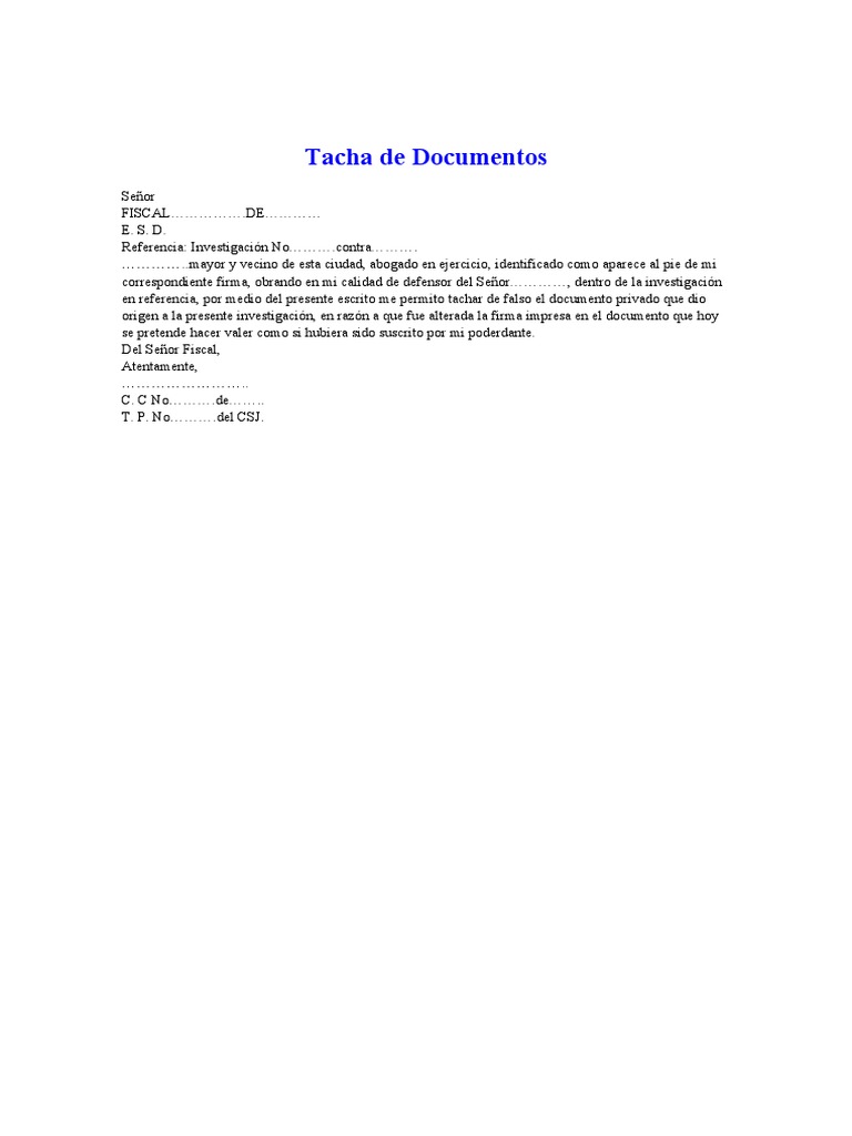 Tacha de Documento en Investigación Legal | PDF | Derecho