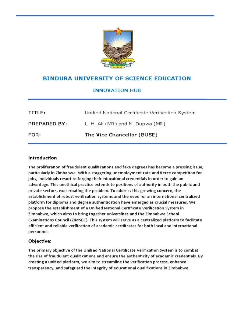 Unified Certificate Verification in Zimbabwe | PDF | Authentication ...