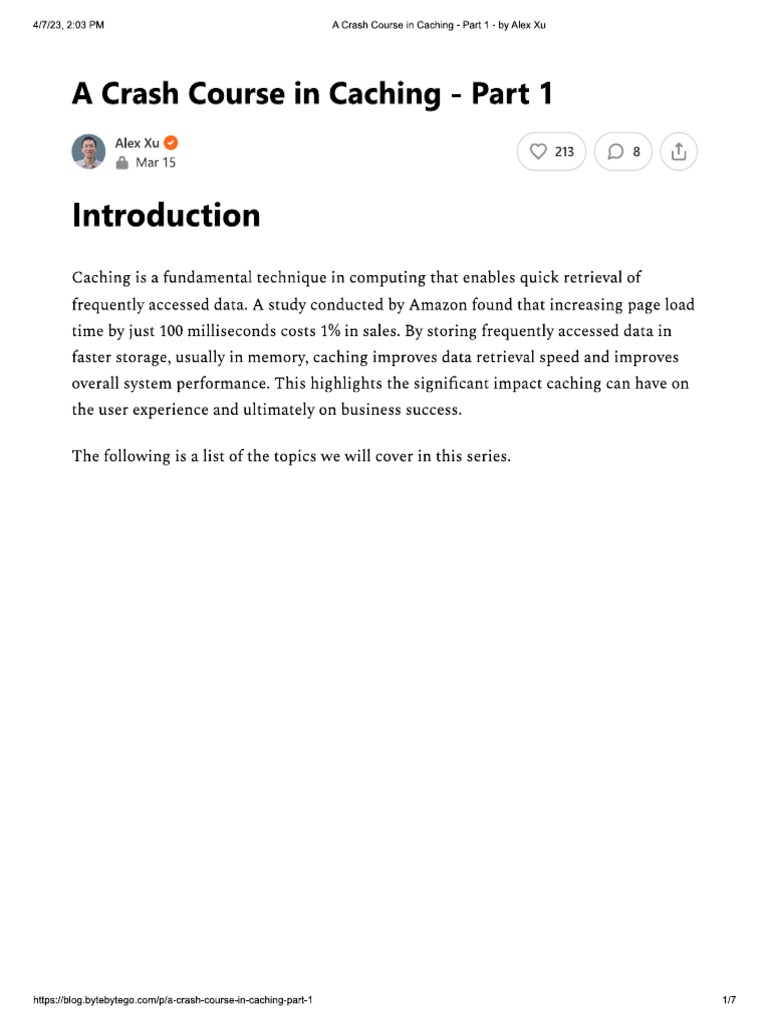 System Caching - Part 1 | PDF
