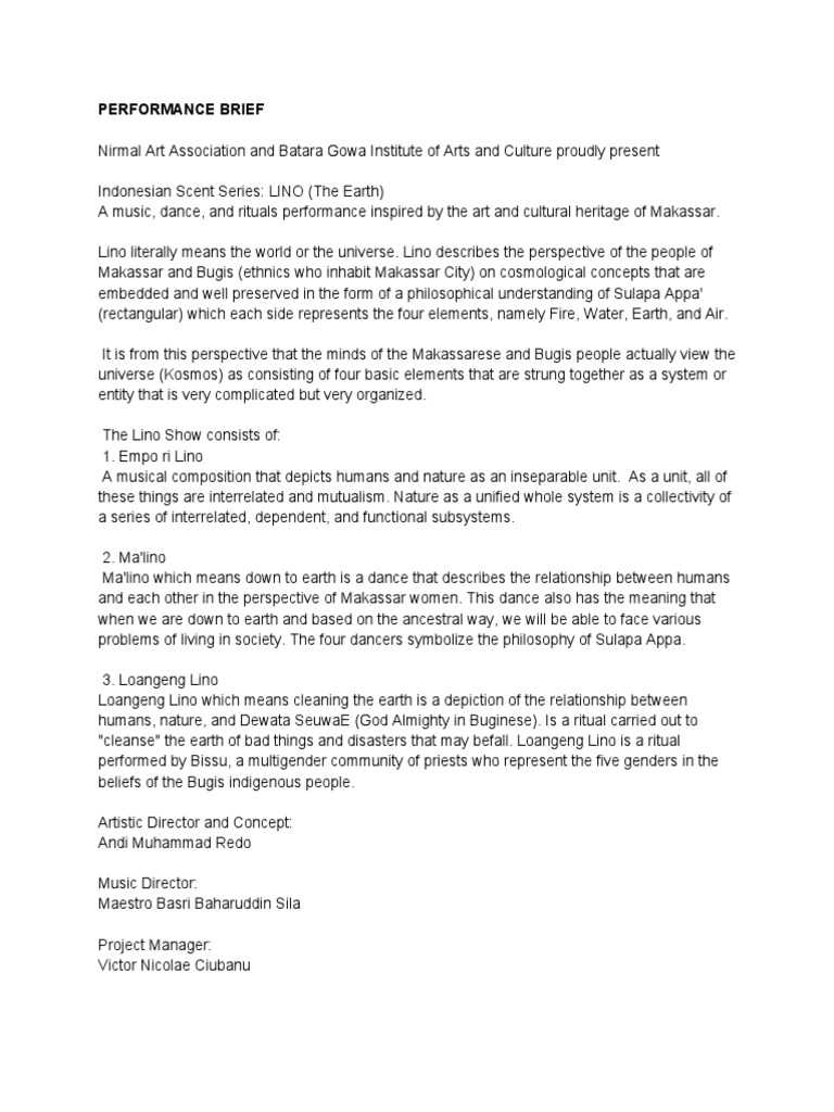 Batara Gowa Performance Brief | PDF