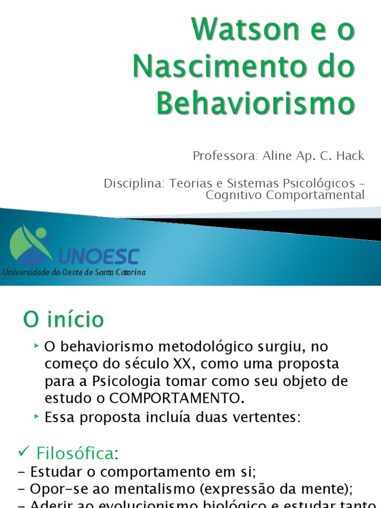 Watson e o Nascimento Do Behaviorismo | PDF | Behaviorismo | Psicologia