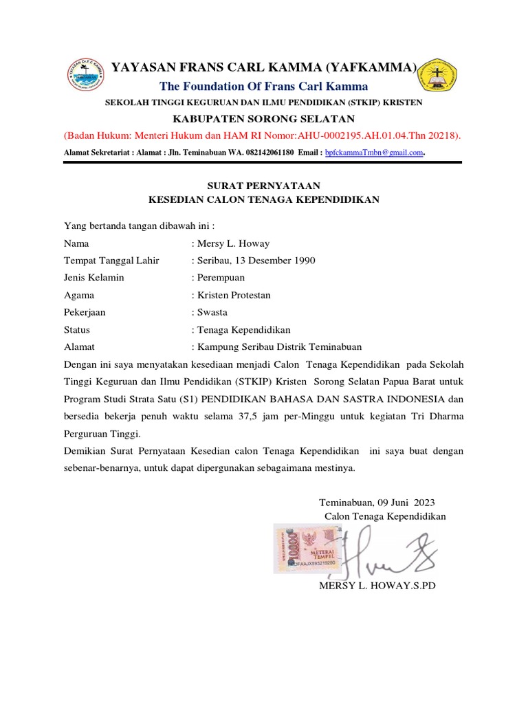 Pernyataan. Mersy Howay | PDF