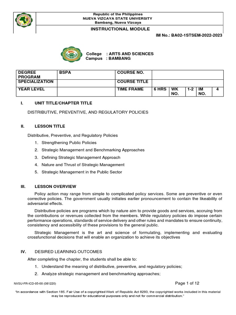 Public Policy MODULE 4 | PDF | Strategic Management | Policy