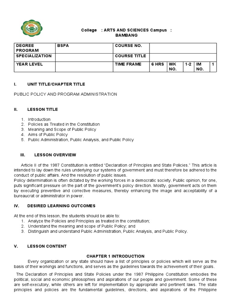 Public Policy Module 1 Pdf Policy Public Administration 