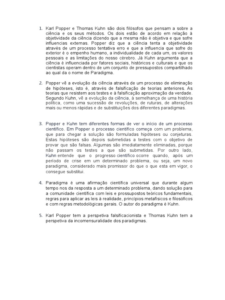 Popper e Kuhn: Ciência e Paradigmas | PDF | Filosofia