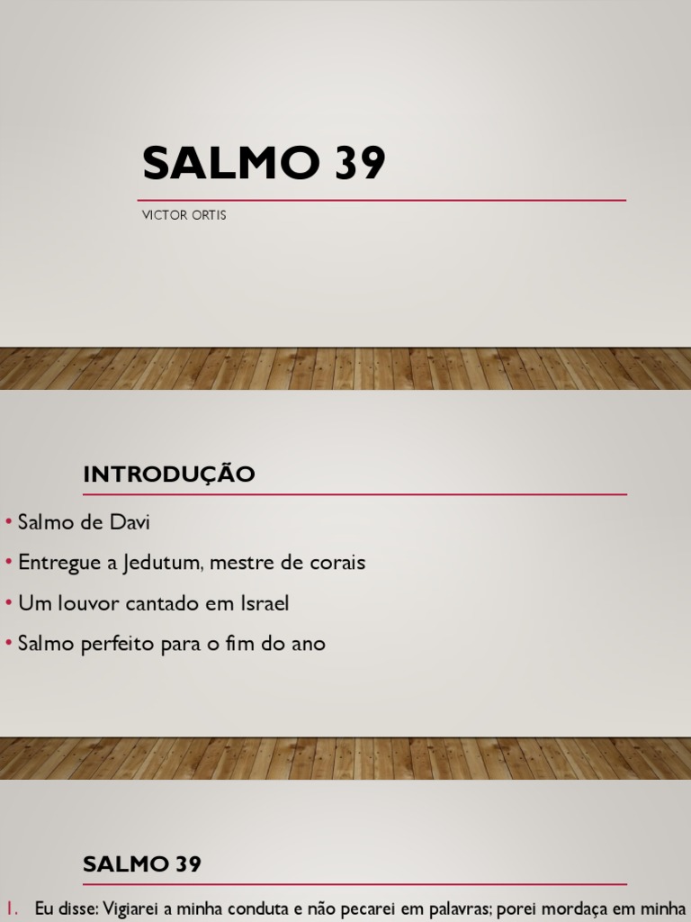 Salmo 39 | Download grátis PDF | Jesus | Conteúdo bíblico