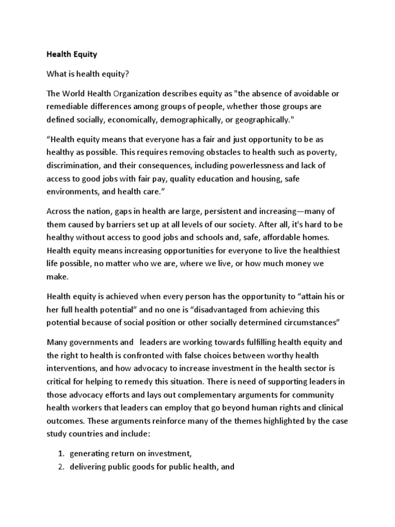 Health Equity | PDF | Health Equity | Social Programs