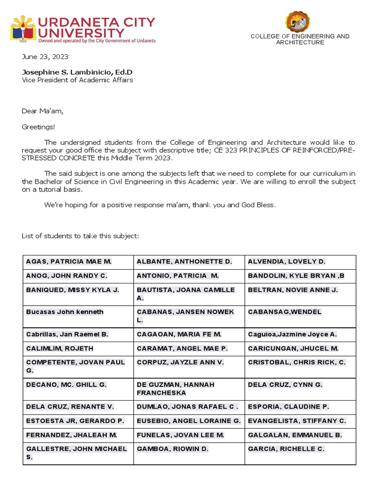 Sample Petition Letter 2 1 | PDF | Engineering