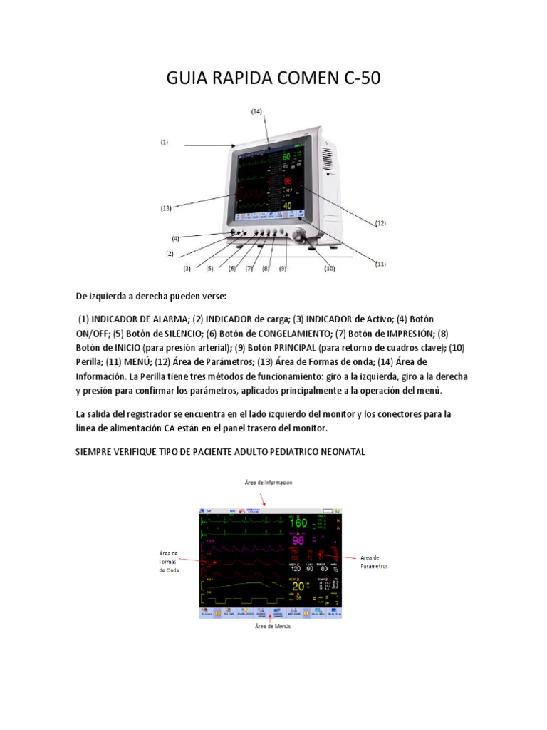 Guia Rapida Comen c50 | PDF | Electrocardiografia | Ingenieria Eléctrica