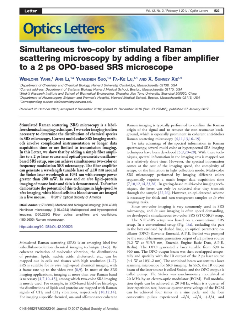 08 - Simultaneous Two-Color Stimulated Raman Scattering Micros | PDF ...