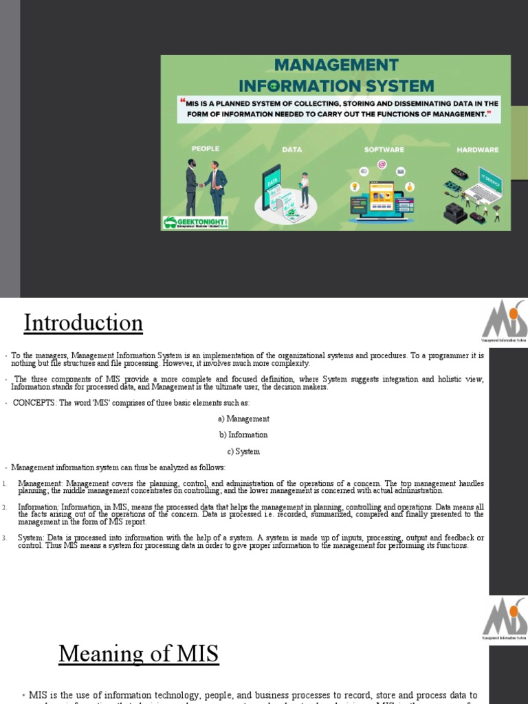 MIS Unit 1 | PDF | Information System | Management Information System