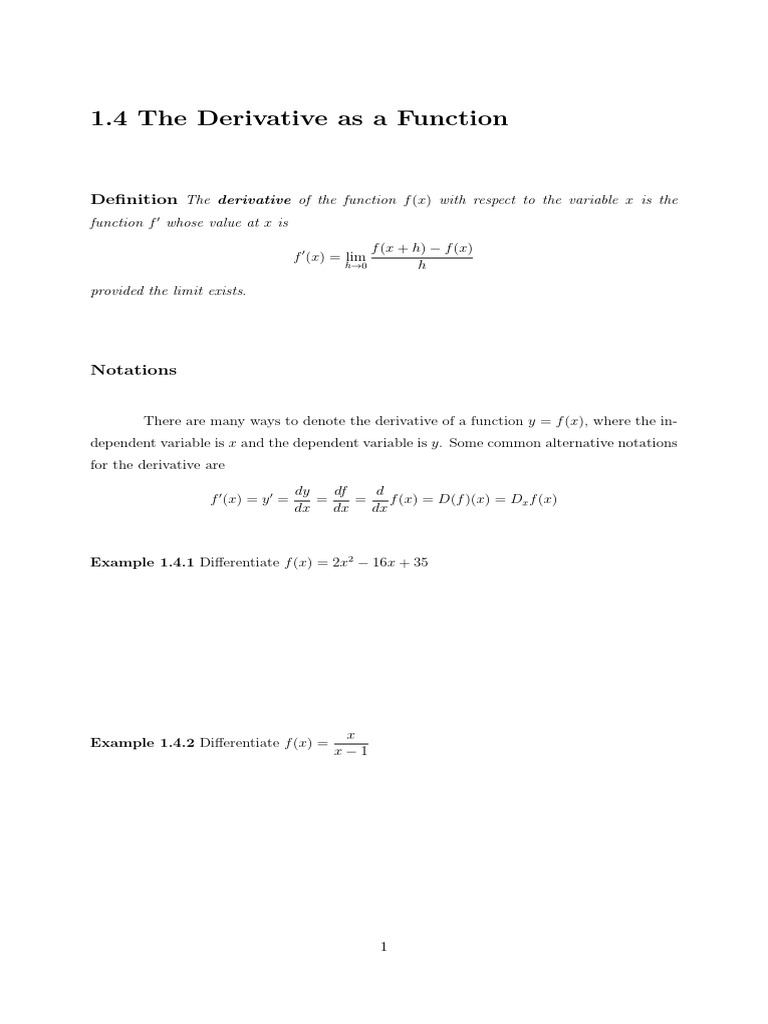 Derivatives As A Function Download Free Pdf Derivative Function