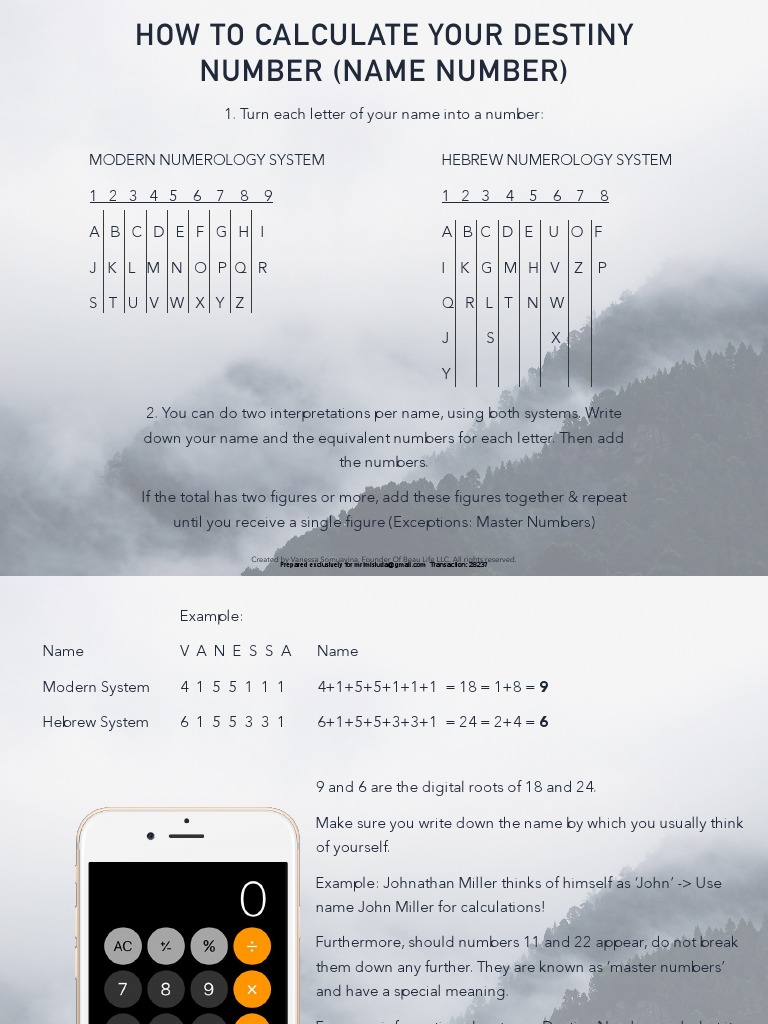 How To Calculate Your Destiny Number Vanessa Somuayina | PDF