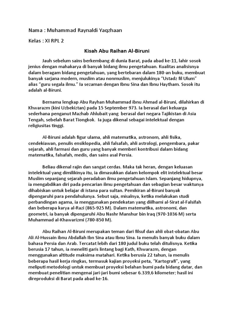 Kisah Abu Raihan Al Biruni | PDF