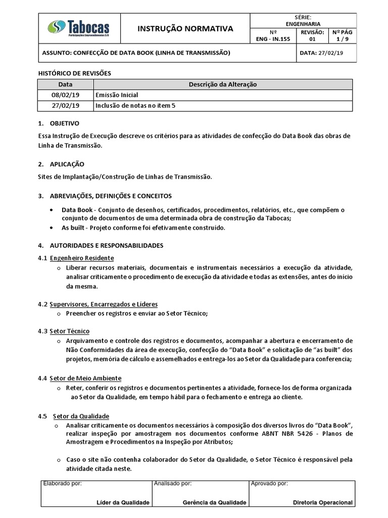 ENG - IN.155 - Confecção de DataBook LT - Rev.01 | PDF | Concreto ...