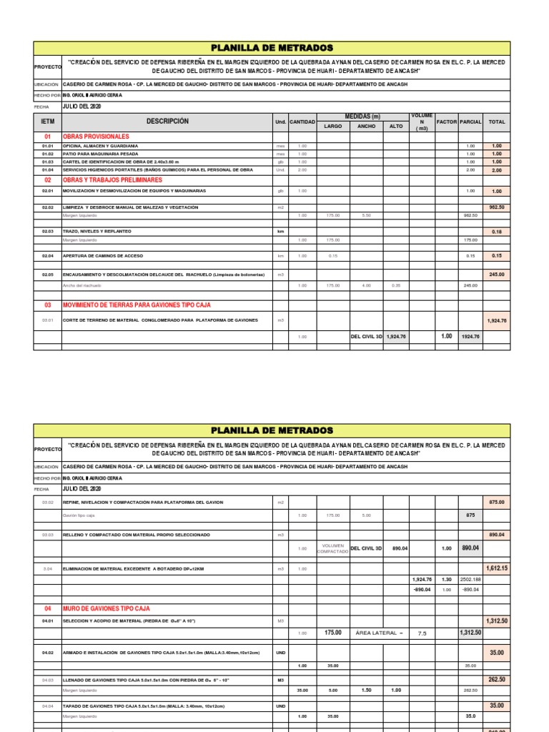 00 Metrados | PDF | Ingeniero civil