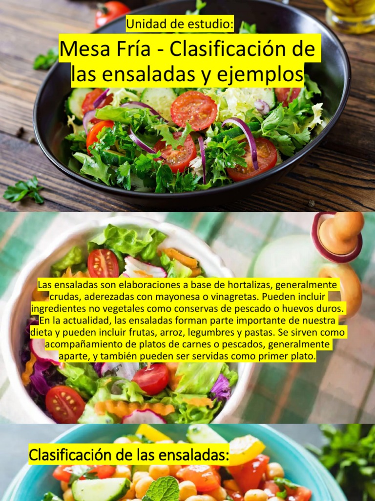 Mesa Fría - Clasificación de Las Ensaladas PDF | PDF | ensalada | Vegetales