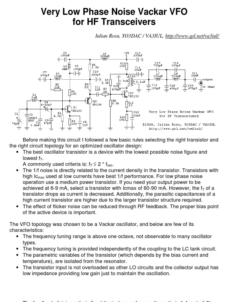 Very Low Phase Noise Vackar VFO | PDF | Electronic Oscillator | Amplifier