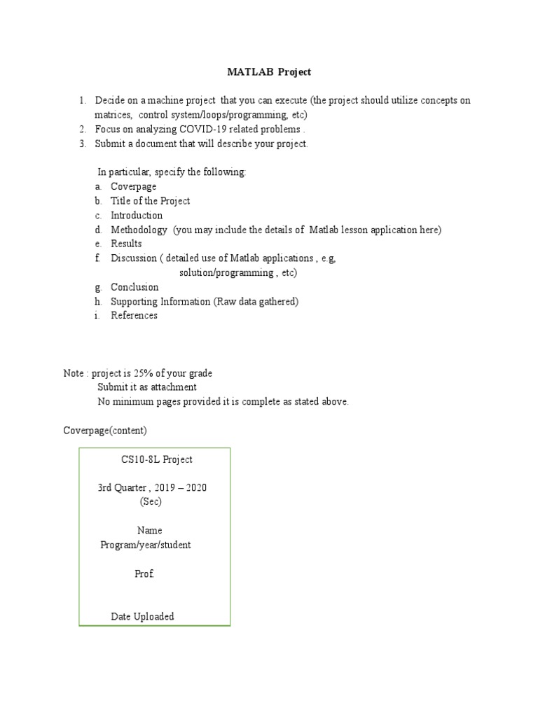 Matlab Project Guidelines - Ip | PDF