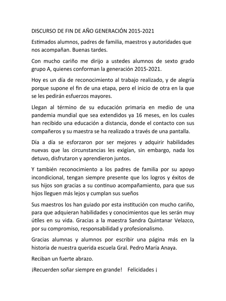 Discurso de Fin de Año 2021 | PDF