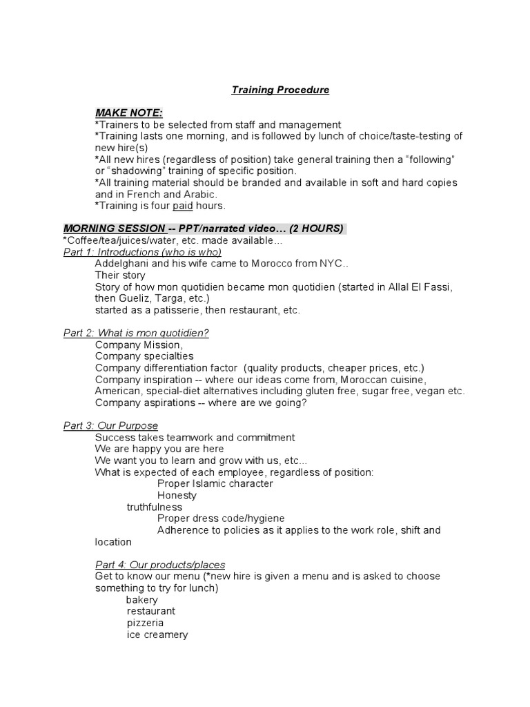 Training Procedure | PDF | Résumé | Recruitment
