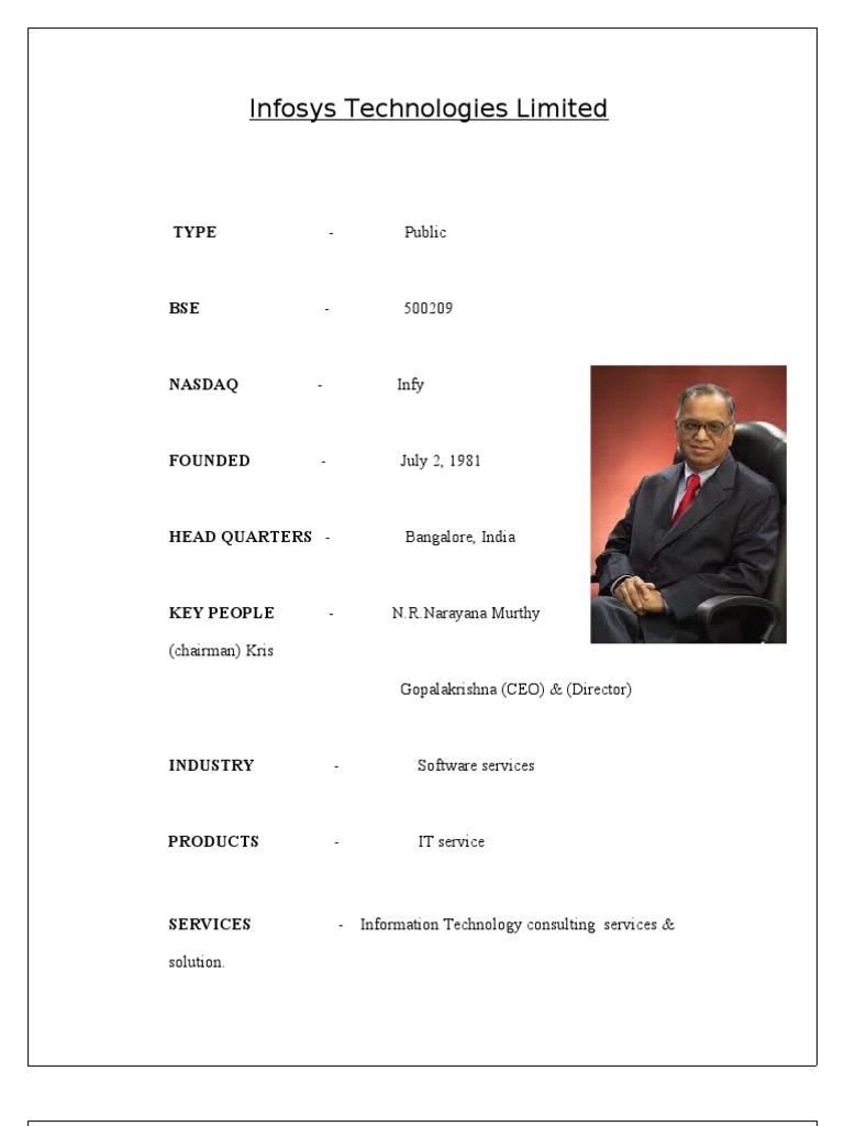 Infosys Technologies Limited: Type - Public | PDF | Business | Economies