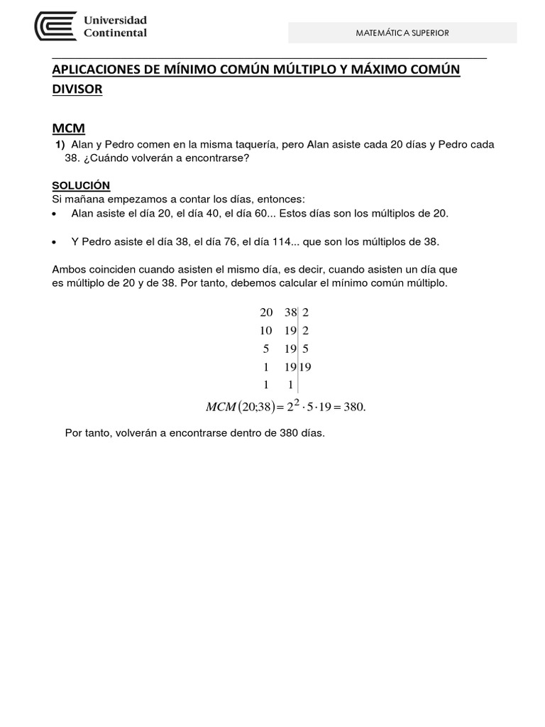 Problemas De Minimo Comun Multiplo Y Maximo Comun Divisor Pdf