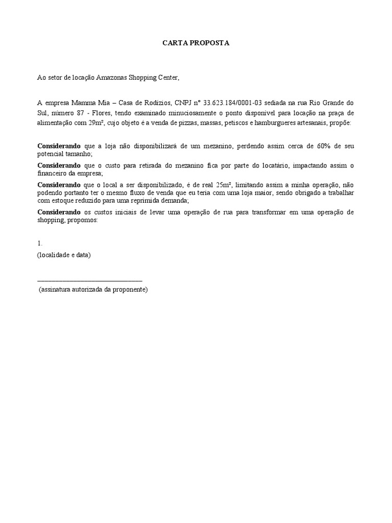 MODELO DE CARTA PROPOSTA - Site | PDF