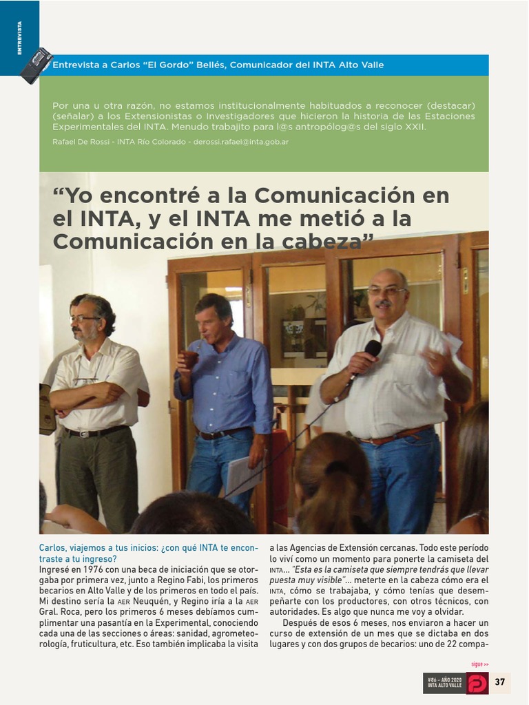 Entrevista a Carlos Bellés: Historia y Comunicación en INTA Alto Valle ...