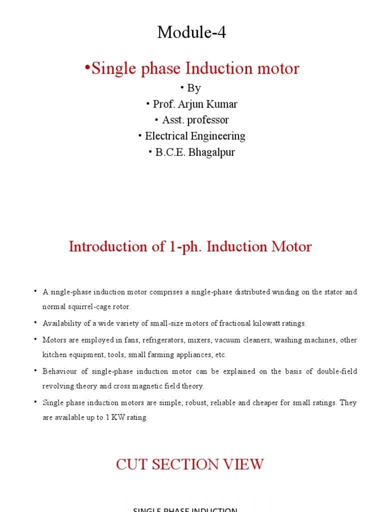 Module 4 Single Phase Induction Motor 1 | PDF | Electric Motor | Capacitor