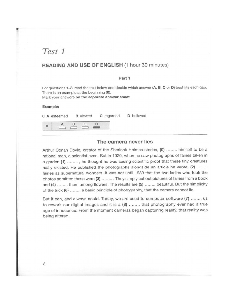 Advanced 1 Test 1 Reading and Use of English | PDF