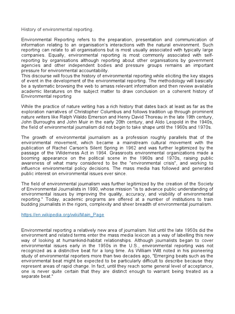 History of Environmental Reporting | PDF