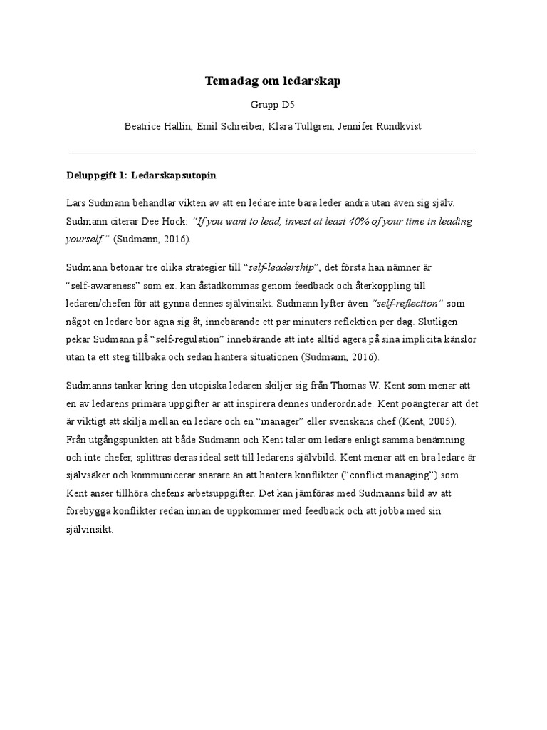 Temadag om ledarskap | PDF