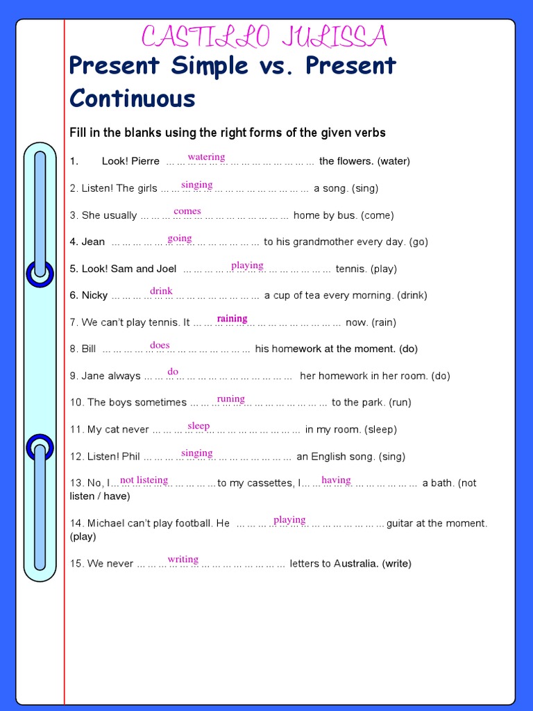 P Simple-Vs-P-Continuous-Activity | PDF