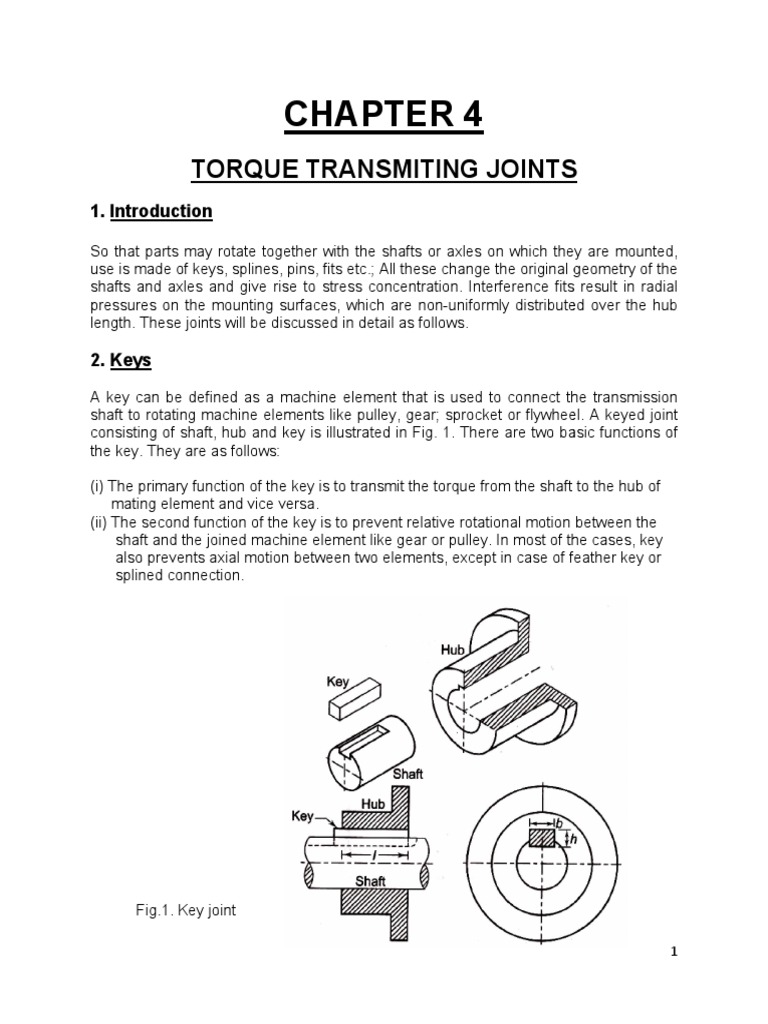 CHAPTER 4 Torque Transmitting Joints | PDF | Axle | Stress (Mechanics)