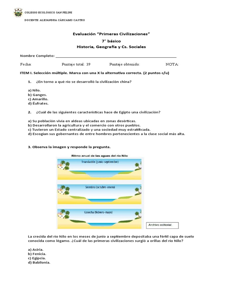 Evaluación Historia Primeras Civilizaciones Pdf Mesopotamia Babilonia