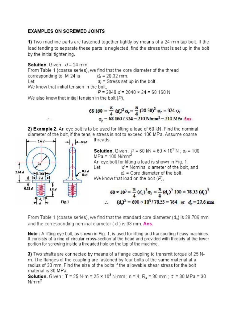 Examples On Screwed Joints | PDF | Screw | Lever