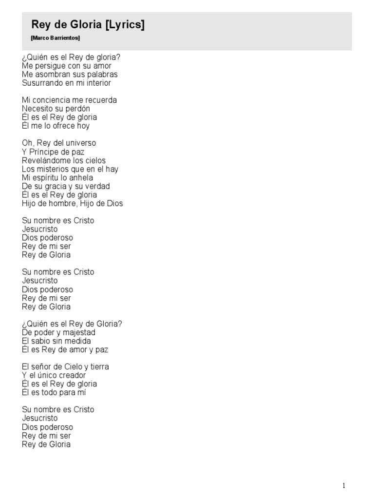 Rey de Gloria - Lyrics | PDF