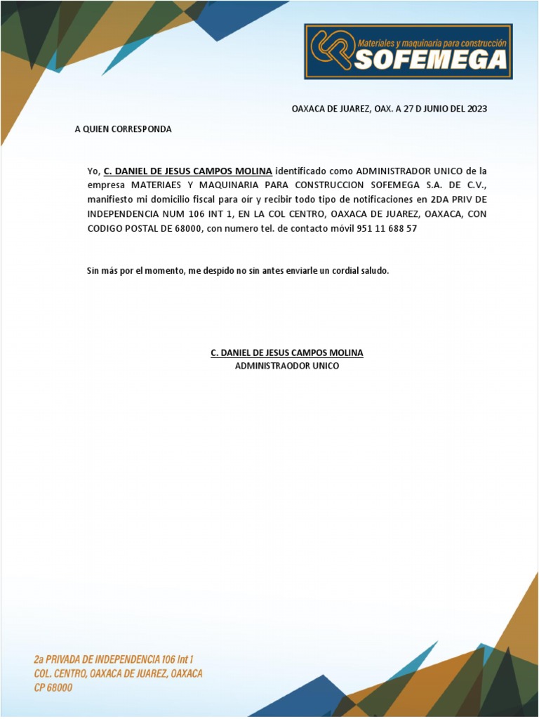 Oficio de Oir y Recibir Notificaciones | PDF