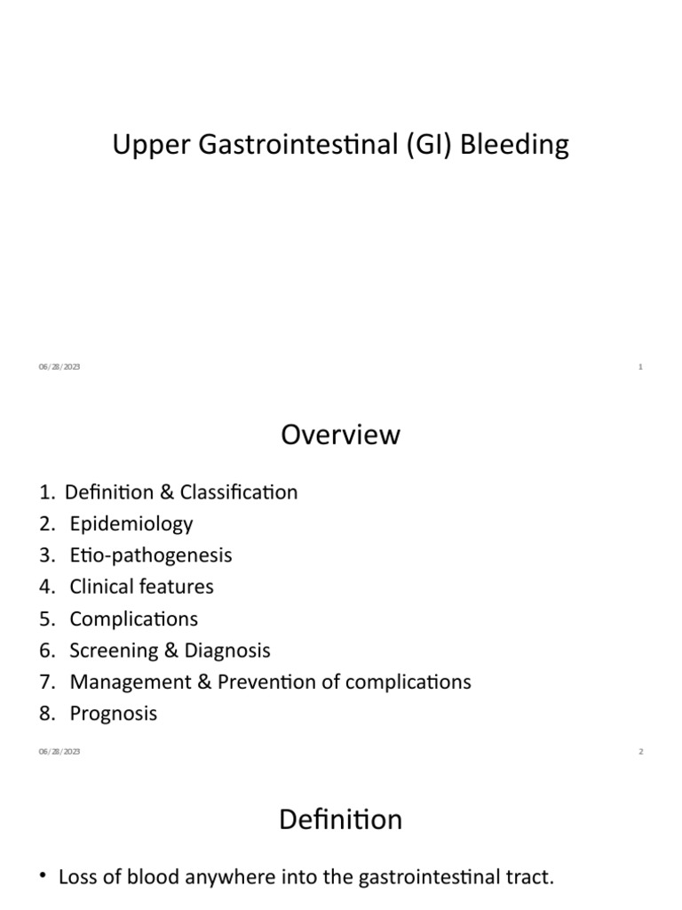 Upper Gastrointestinal (GI) Bleeding | PDF | Stomach | Medicine
