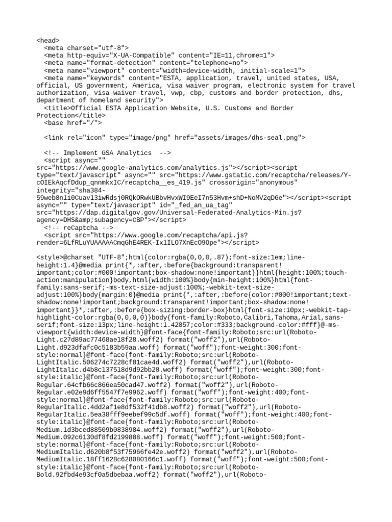 ESTA Status Summary - HTML | PDF | Federal Government Of The United ...