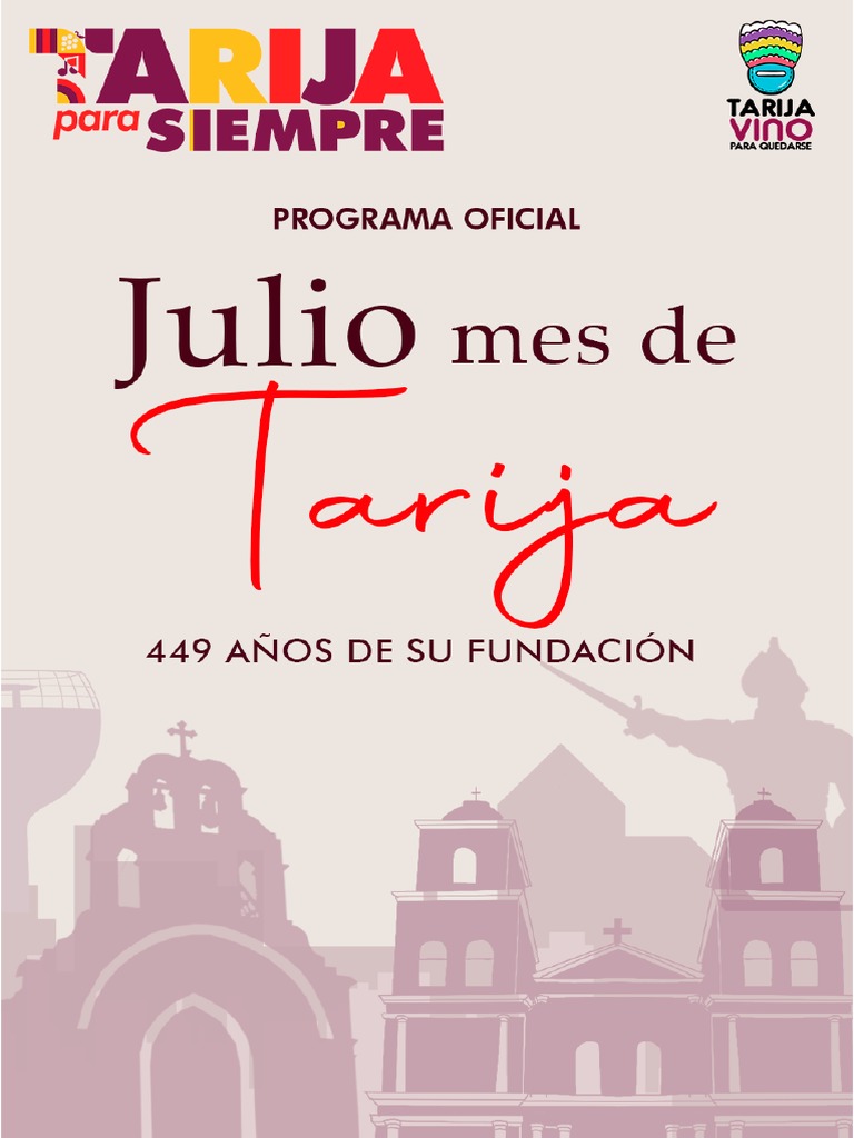 Programa de Actividades Por La Fundación de Tarija - Julio 2023 | PDF