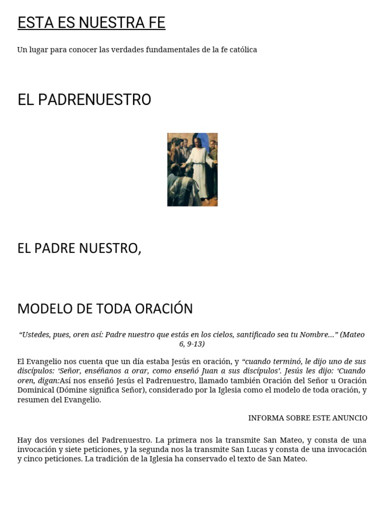 El Padre Nuestro. | PDF | orador del Señor | Oración