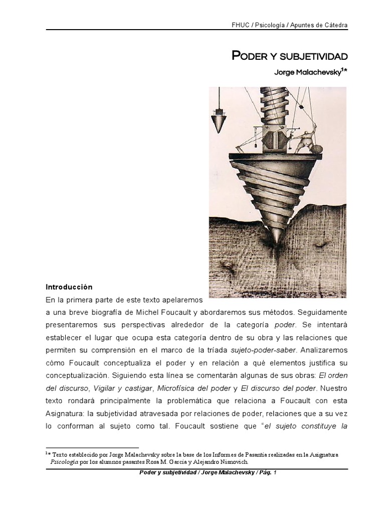 Poder y Subjetividad | PDF | Michel Foucault | Subjetividad