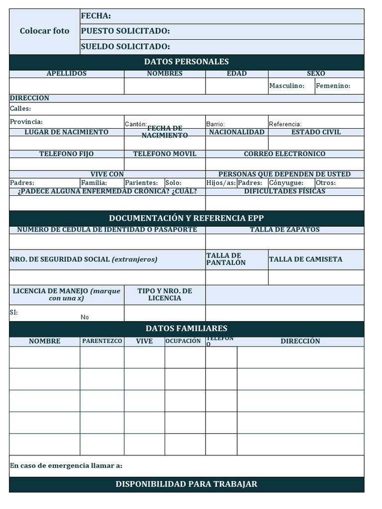 Solicitud de Empleo | PDF