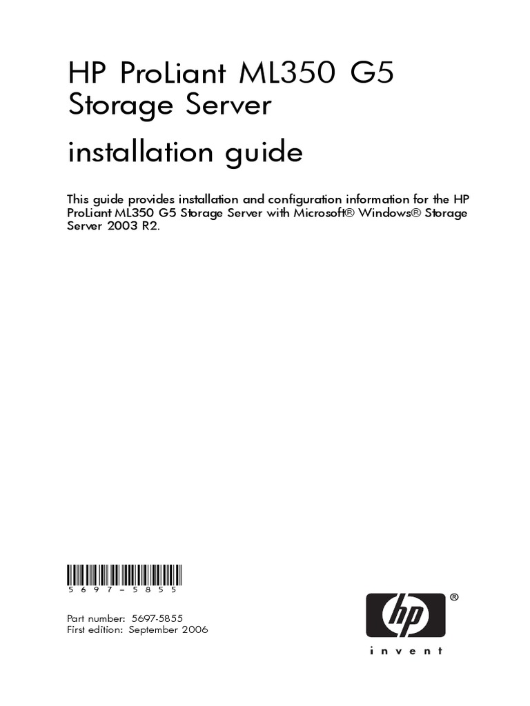 HPE - c00757471 - HP ProLiant ML350 G5 Storage Server Installation ...