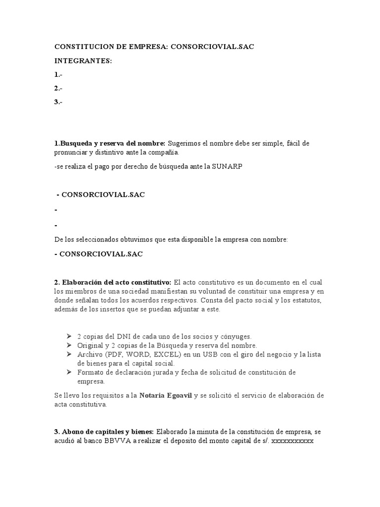 Constitucion de Empresa | PDF | Derecho | Finanzas y dinero